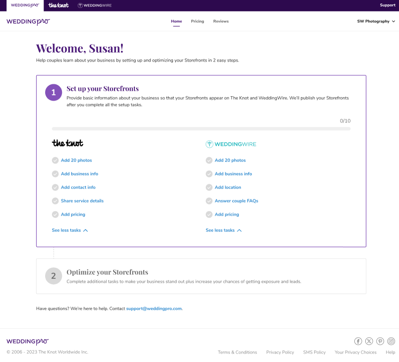 What are the Storefront Setup Requirements for Free and Starter Vendors? – The Knot Pro